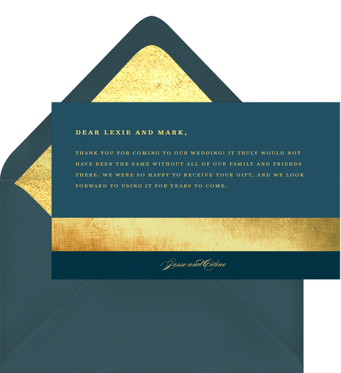 Simple Gold Accent Thank You Notes | Greenvelope.com