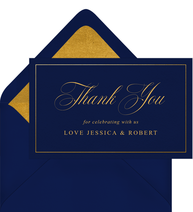 Simple Gold Grid Thank You Notes | Greenvelope.com