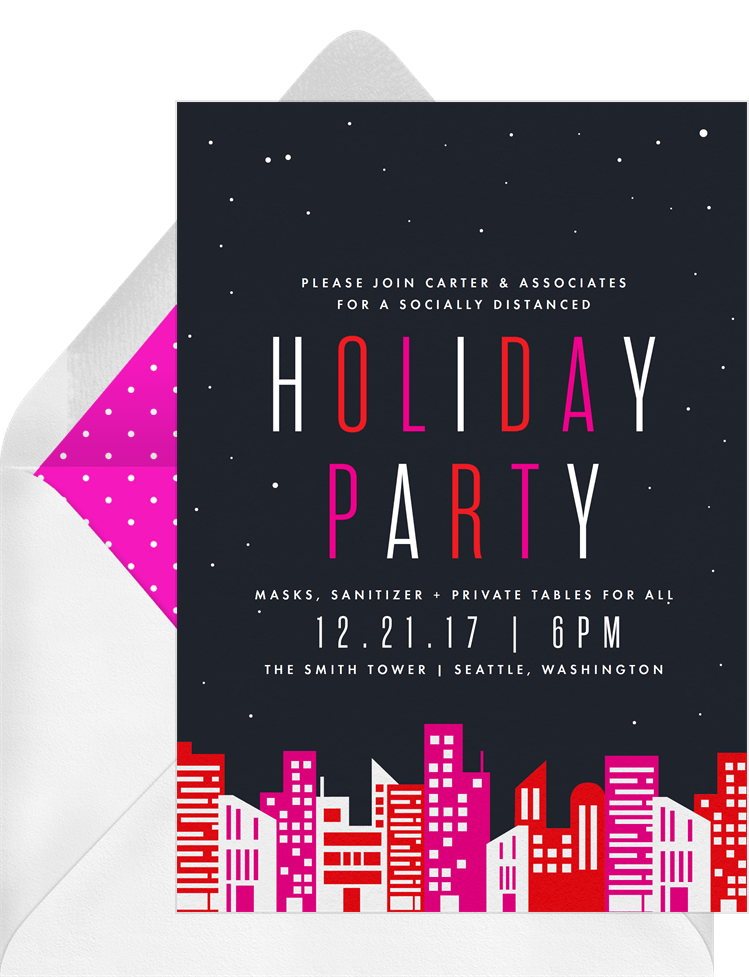 Sleek City Skyline Invitations in Yellow | Greenvelope.com