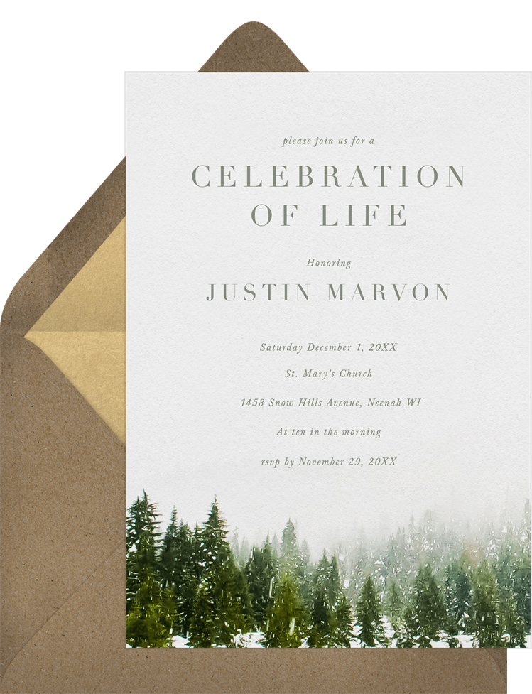 Snow-Capped Trees Invitations in White | Greenvelope.com