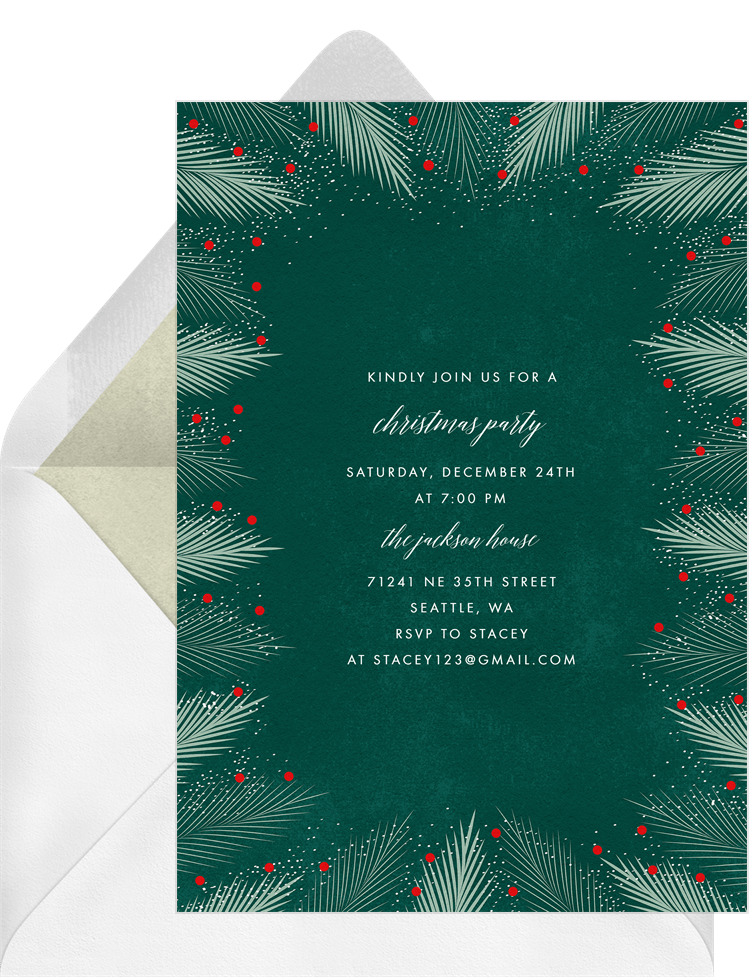 Snowy Pine Branches Invitations | Greenvelope.com
