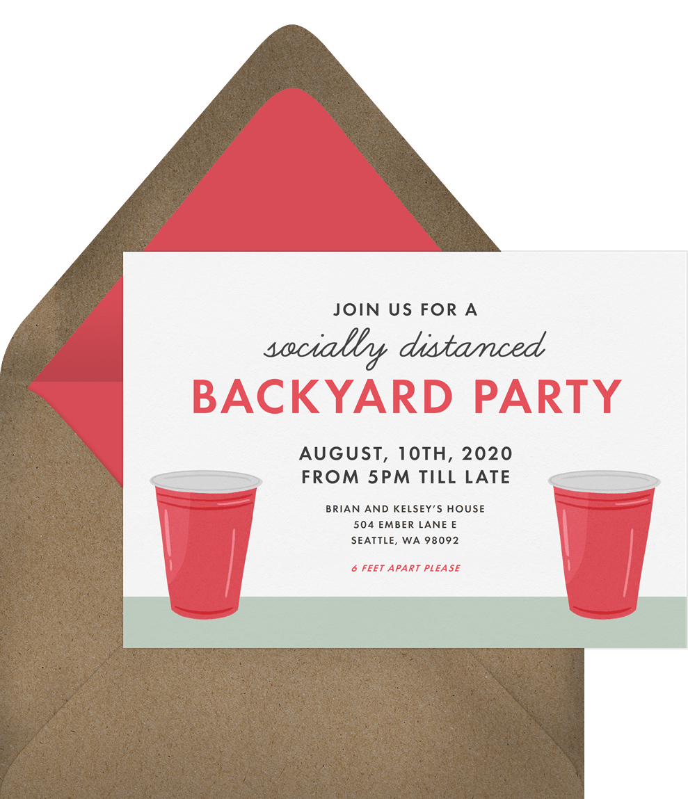 Socially Distanced Invitations in Red | Greenvelope.com