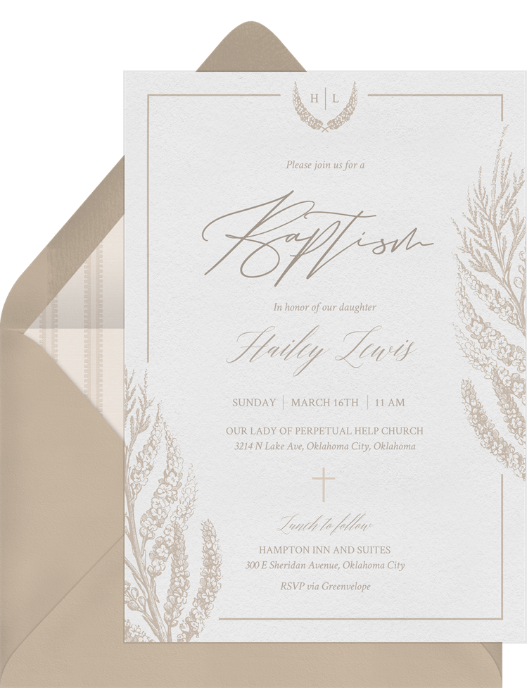 Soft Floral Monogram Invitations in Creme | Greenvelope.com