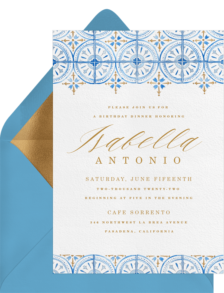 Sorrento Tile Invitations | Greenvelope.com