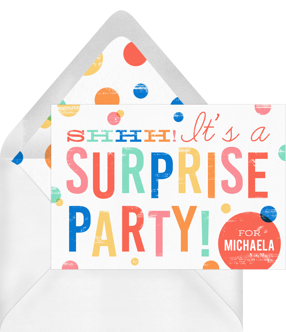 Surprise Party! Invitations | Greenvelope.com