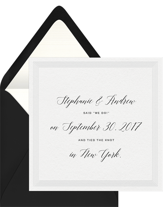 Classic Romantic Announcements Metallic Grapevine Border Yellow Wedding | Greenvelope.com