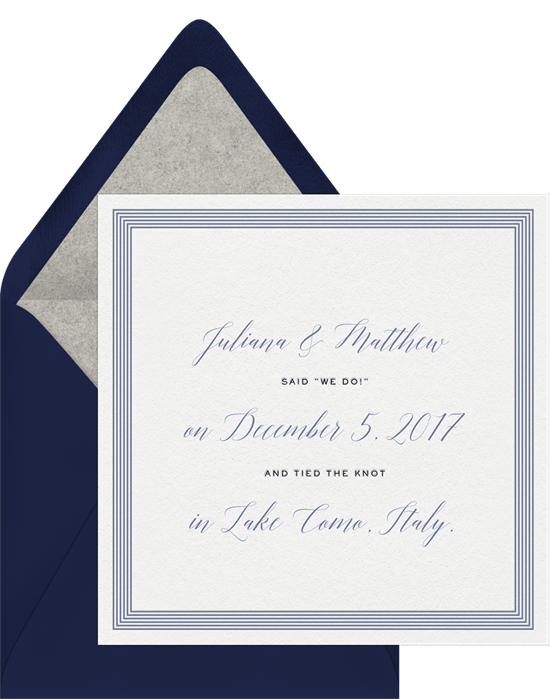 Classic Beach Announcements Metallic Grapevine Border Yellow Wedding | Greenvelope.com