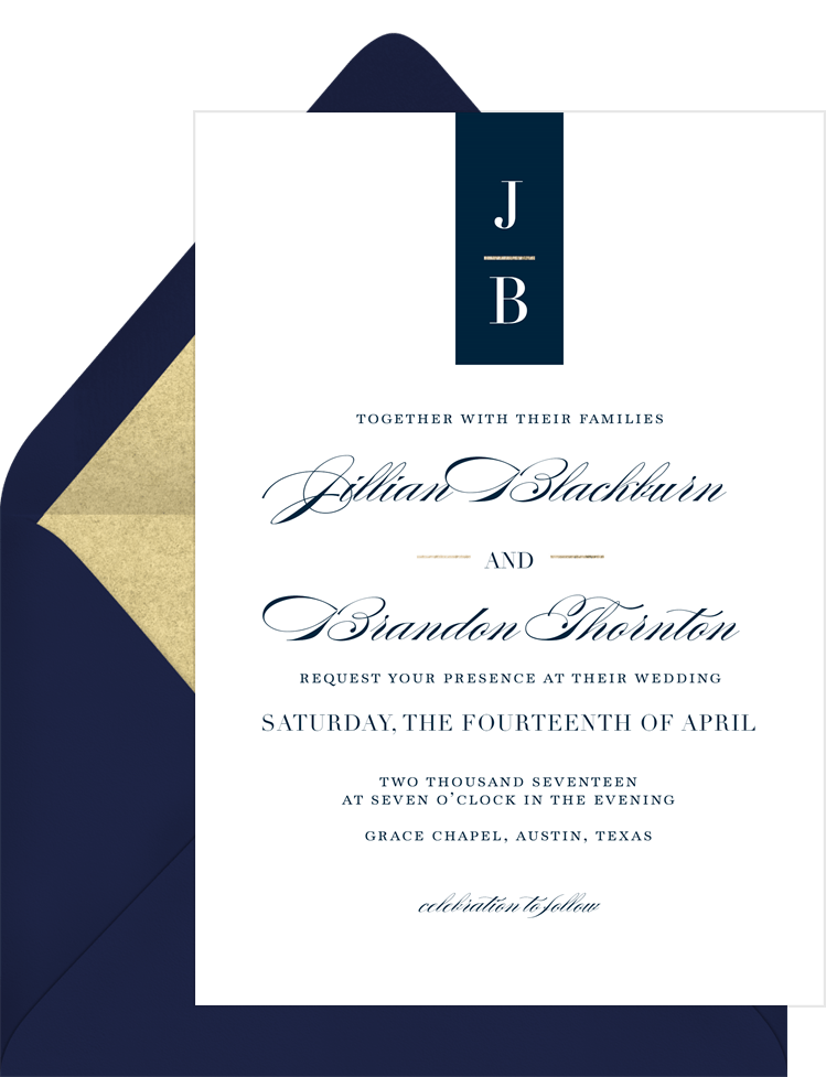 Tabbed Monogram Invitations | Greenvelope.com