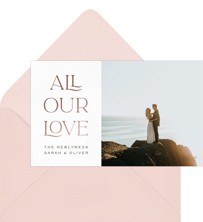 Together Forever Thank You Notes in Green | Greenvelope.com