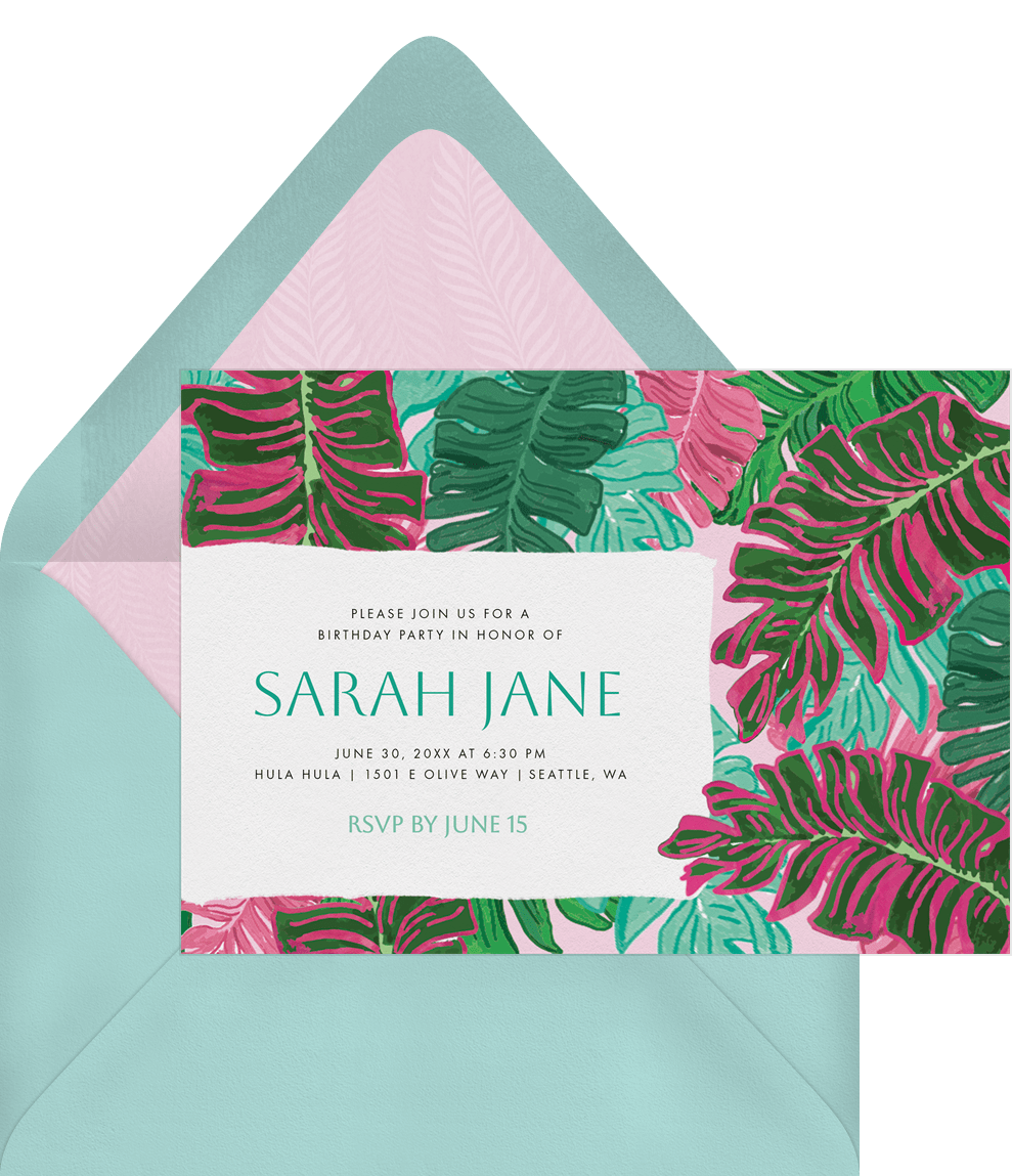 Tropical Leaves Invitations | Greenvelope.com
