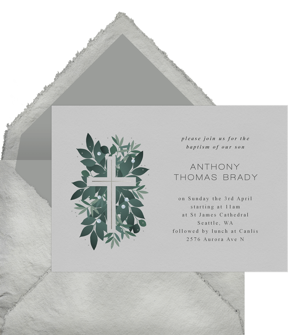 Verdant Cross Invitations | Greenvelope.com