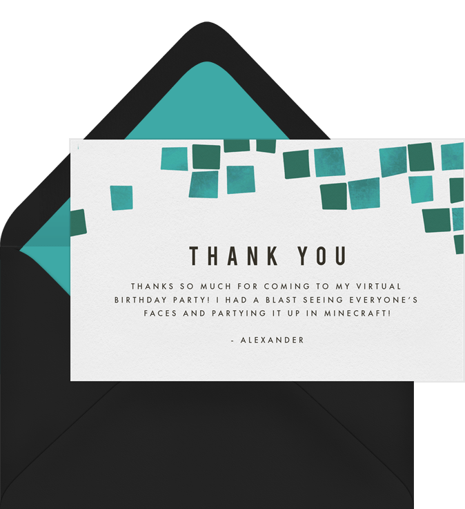 Virtual Squares Thank You Notes in Green | Greenvelope.com