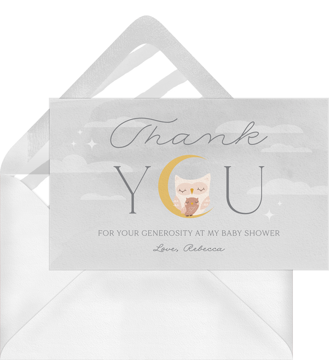 Whoo's Due Thank You Notes | Greenvelope.com