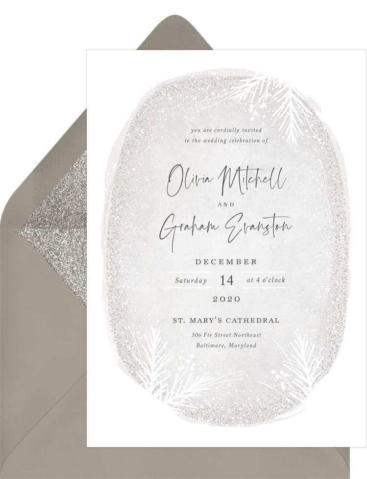 Wintery Boughs Invitations in Blue | Greenvelope.com