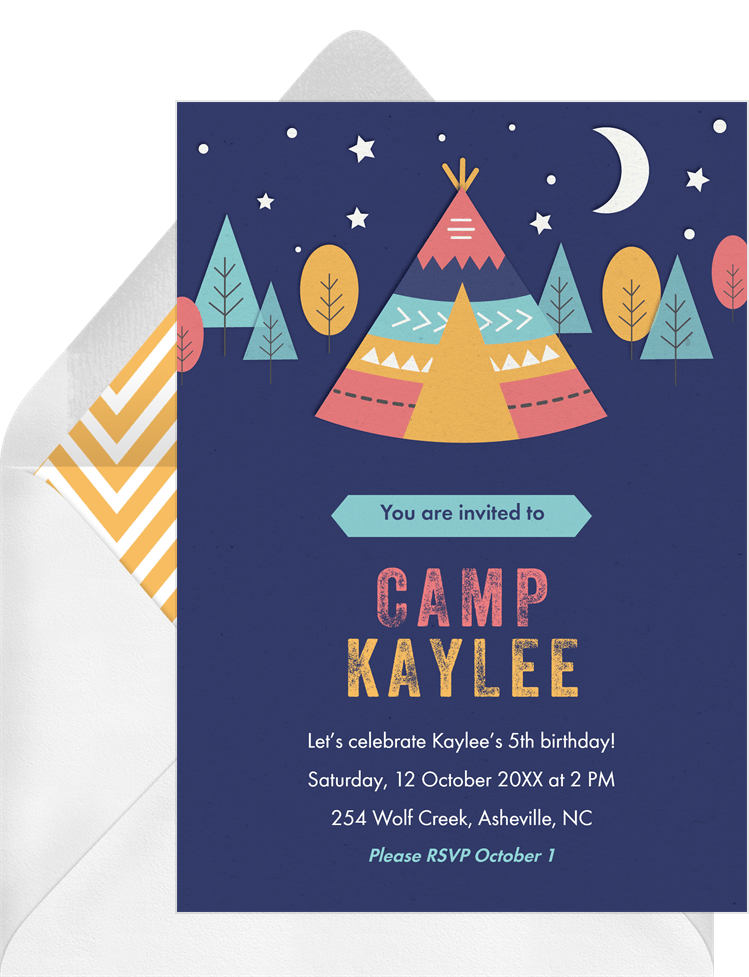 Woodland Camp Invitations in Grey | Greenvelope.com